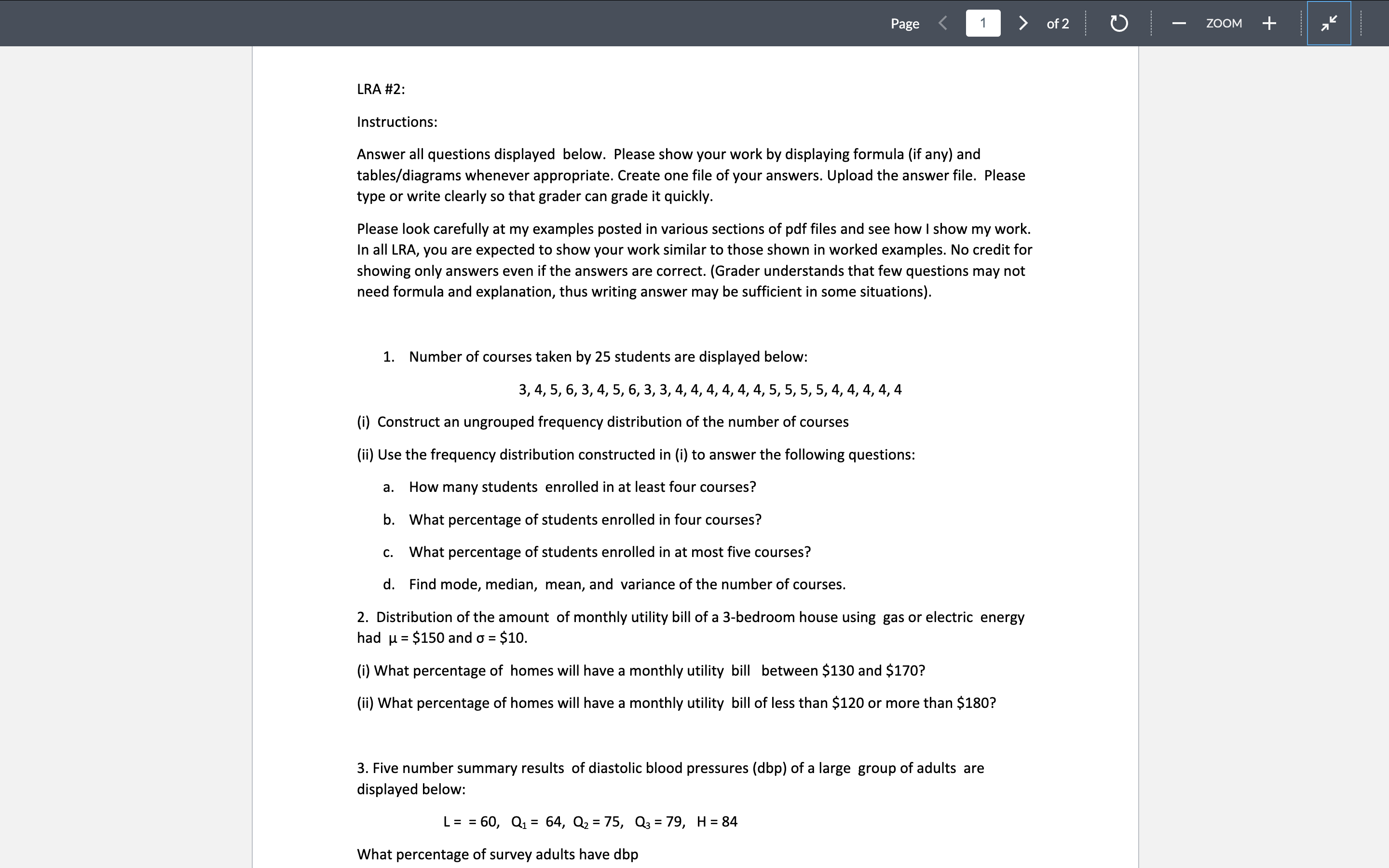 Solved LRA #2:Instructions:Answer all questions displayed | Chegg.com