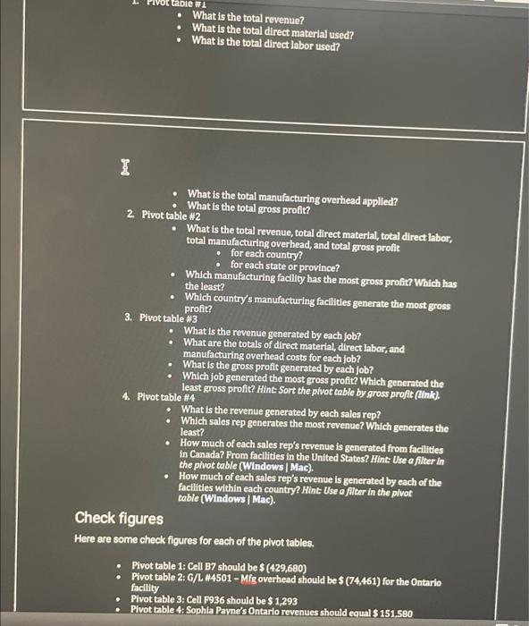 Needs to be in a "Pivot table" in Excel. At the | Chegg.com