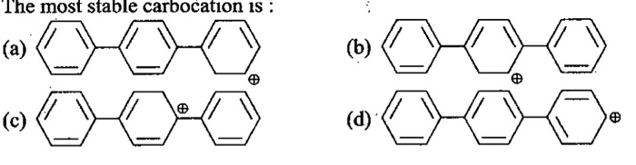 Solved The most stable carbocation is : | Chegg.com