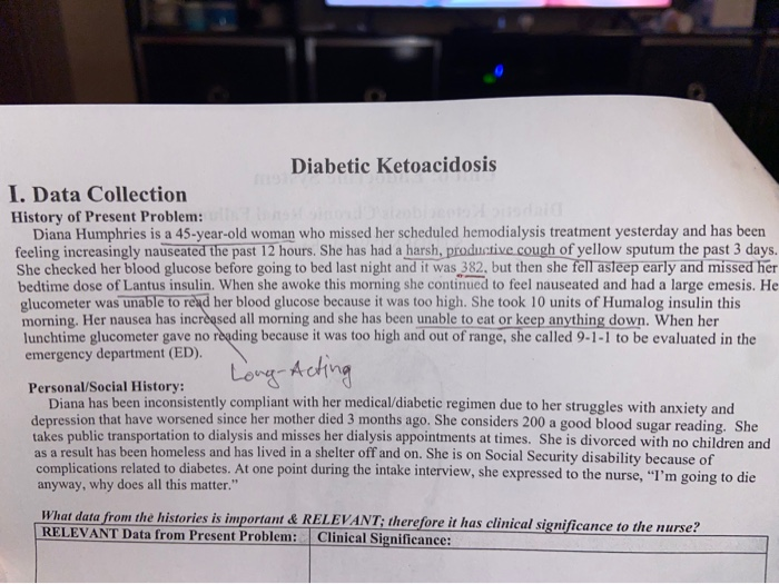 Solved Diabetic Ketoacidosis I. Data Collection History of | Chegg.com