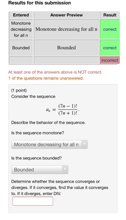 Solved Results for this submission Result Entered Answer | Chegg.com