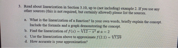 Solved 3. Read about linearization in Section 3.10, up to | Chegg.com