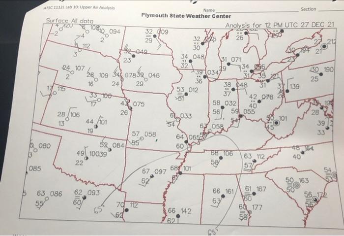Plot isotherms every 5 degrees Fahrenheit on the map | Chegg.com