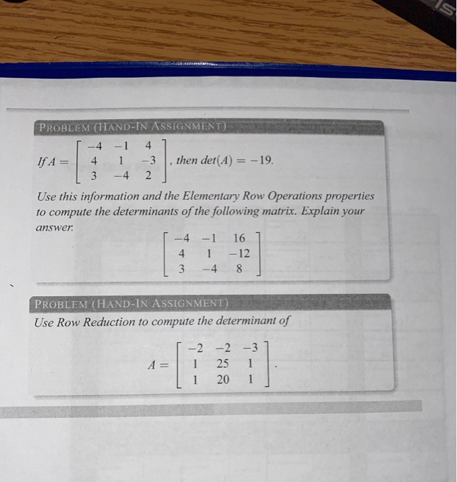 Solved PROBLEM (HAND-IN ASSIGNMENTS [ -4 -1 4 If A = 4 1 -3 | Chegg.com