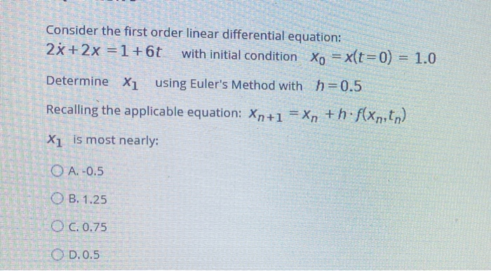 Solved Consider the first order linear differential | Chegg.com