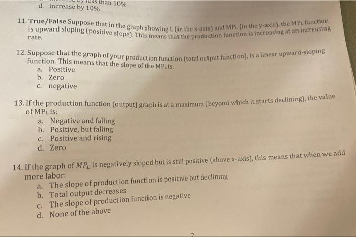 Solved 11. True/False Suppose that in the graph showing L. | Chegg.com