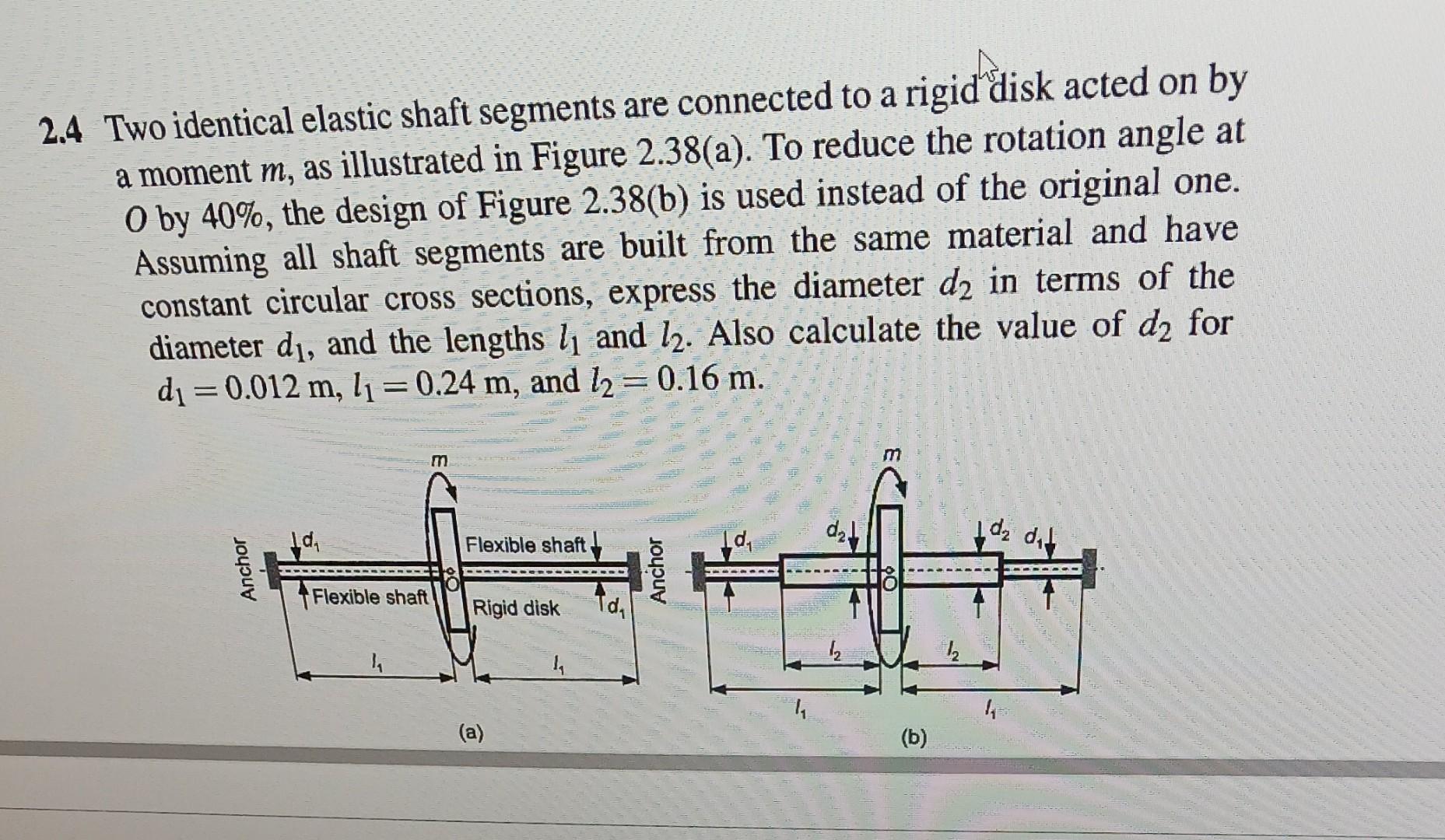 Solved 2.4 Two identical elastic shaft segments are | Chegg.com