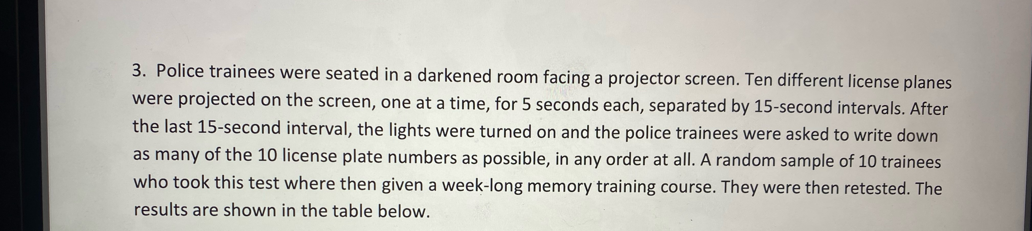Solved Police trainees were seated in a darkened room facing | Chegg.com