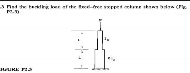 Solved 3 Find the buckling load of the fixed-free stepped | Chegg.com