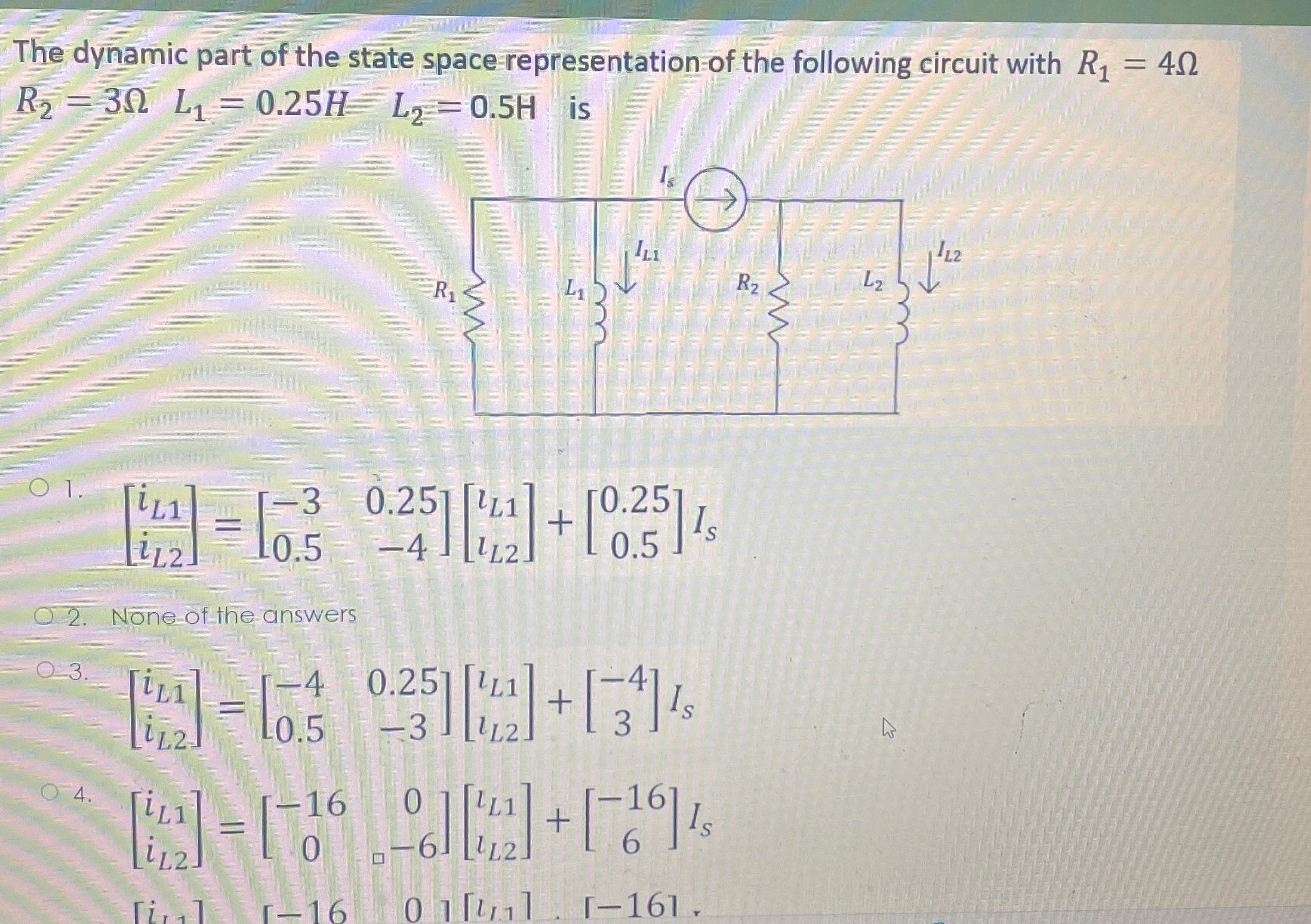 Solved The dynamic part of the state space representation of | Chegg.com