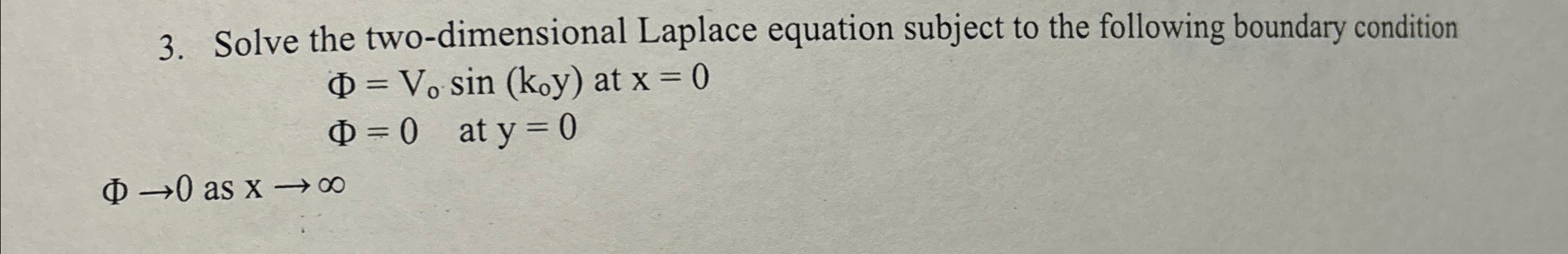 Solved Solve the two-dimensional Laplace equation subject to | Chegg.com