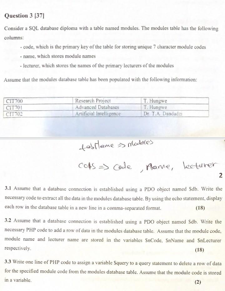 Solved Question 3 [37] Consider a SQL database diploma with | Chegg.com