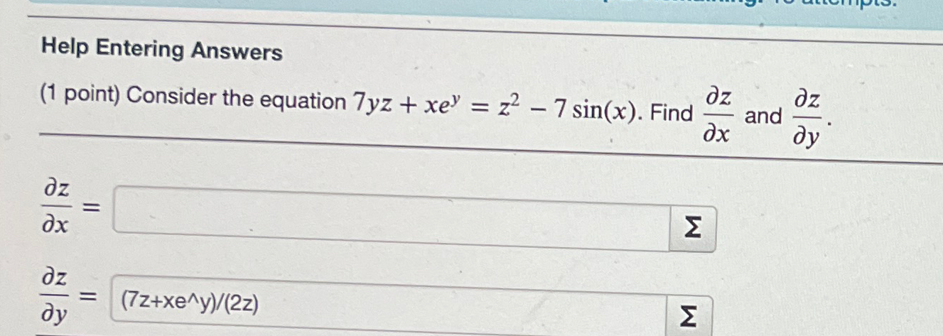 Solved Help Entering Answers( 1 ﻿point) ﻿Consider the | Chegg.com