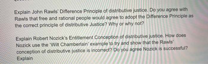 Solved Explain John Rawls Difference Principle of | Chegg.com
