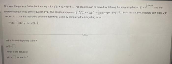Solved Consider the general first-order linear equation | Chegg.com