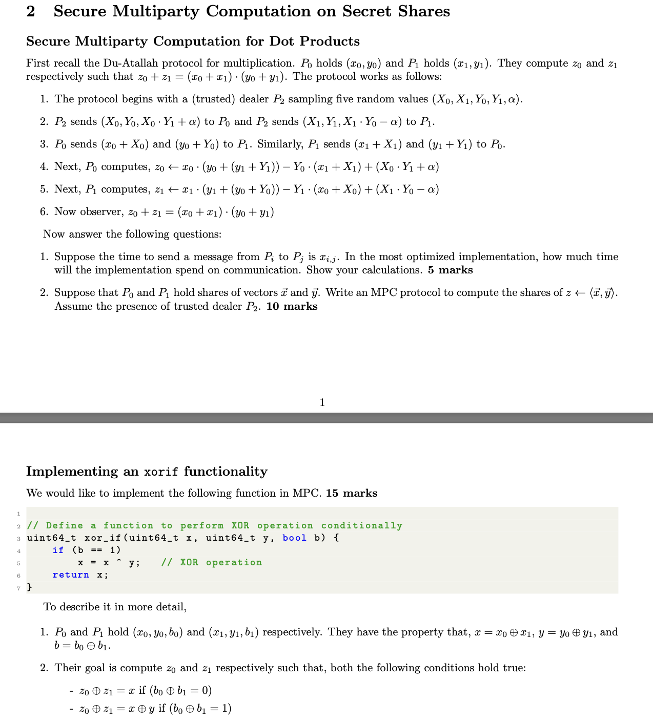 2 ﻿Secure Multiparty Computation on Secret | Chegg.com