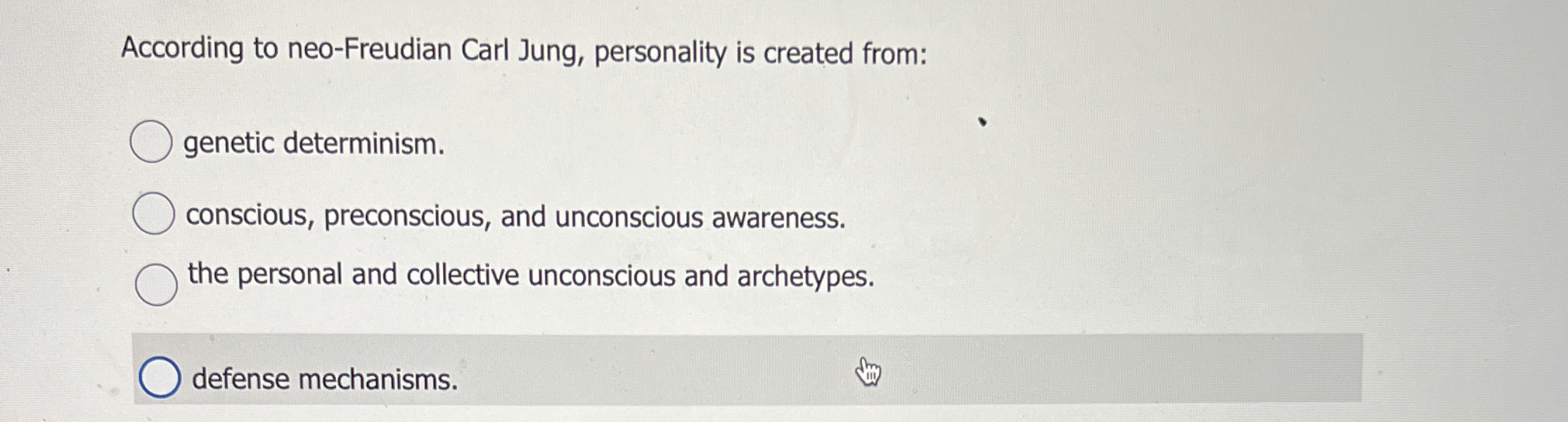 Solved According to neo-Freudian Carl Jung, personality is | Chegg.com Solved According to neo-Freudian Carl Jung, personality is | Chegg.com