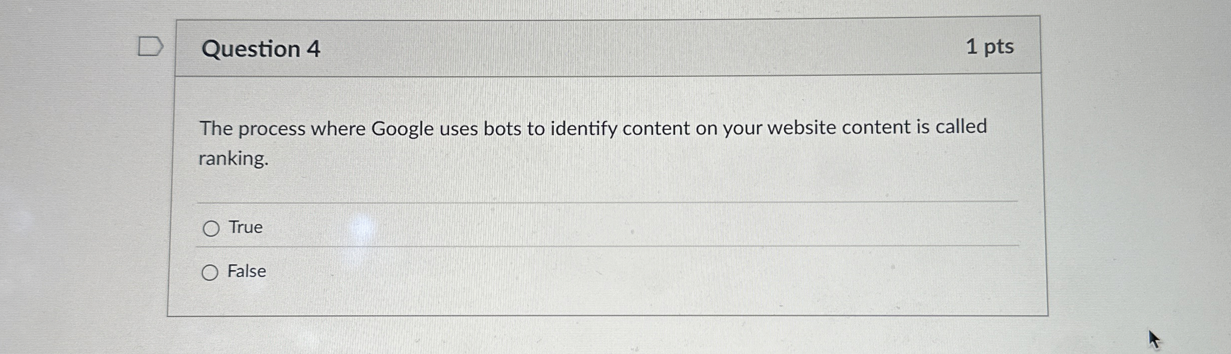 Solved Question 4The process where Google uses bots to | Chegg.com