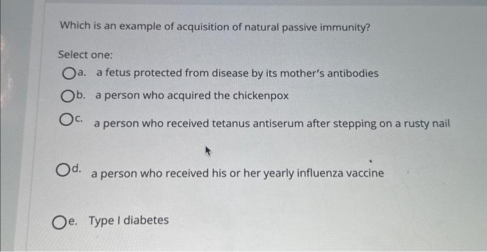 Solved Which is an example of acquisition of natural passive | Chegg.com