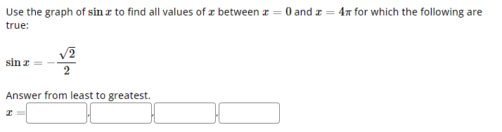 Solved Use the graph of sinx ﻿to find all values of x | Chegg.com