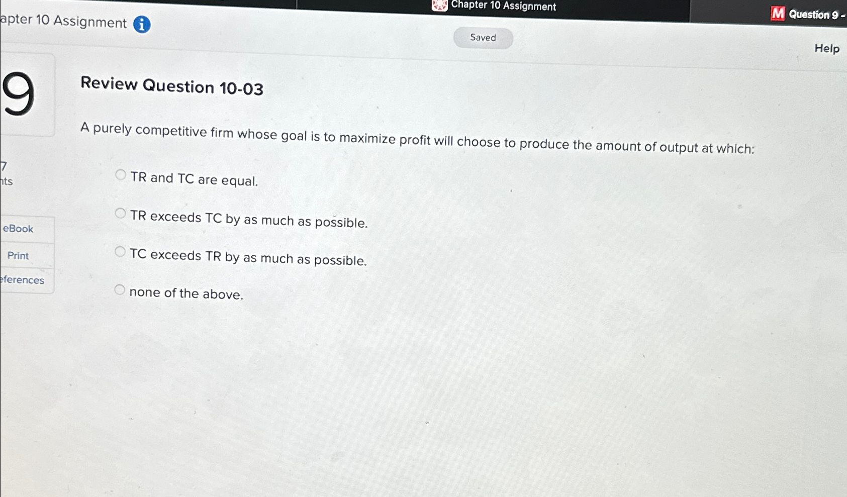 Solved Chapter 10 ﻿AssignmentQuestion 9 -apter 10 | Chegg.com