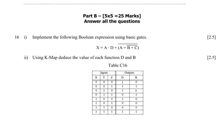 Solved Part B - [5x5 = 25 Marks] Answer all the questions | Chegg.com