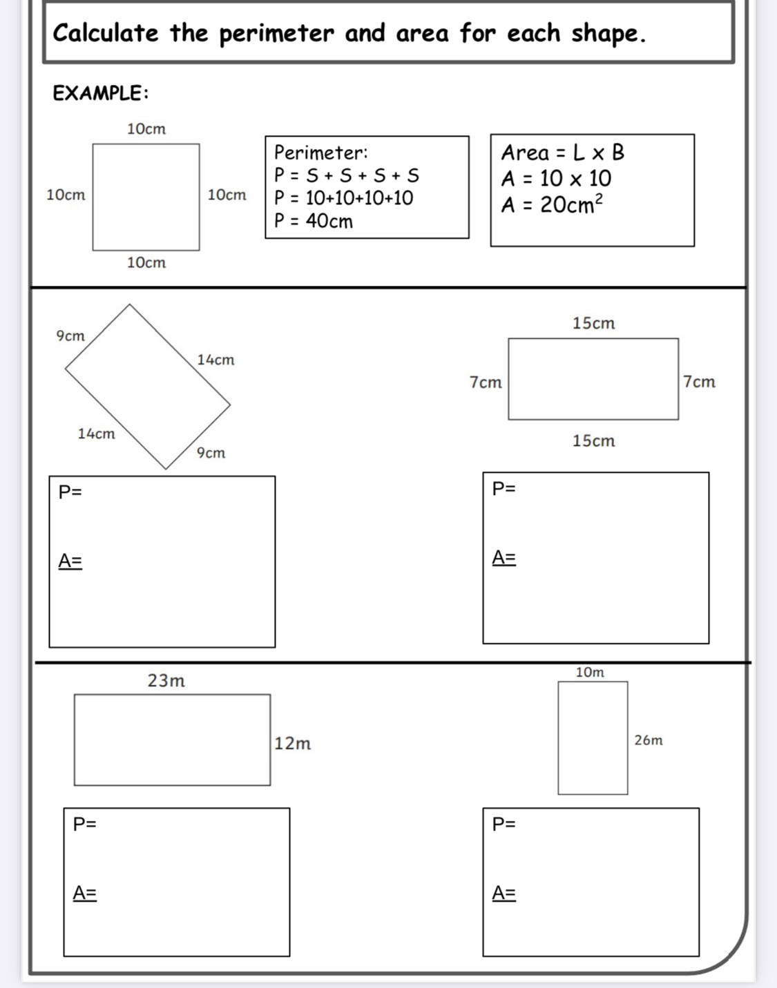 Solved Calculate the perimeter and area for each | Chegg.com