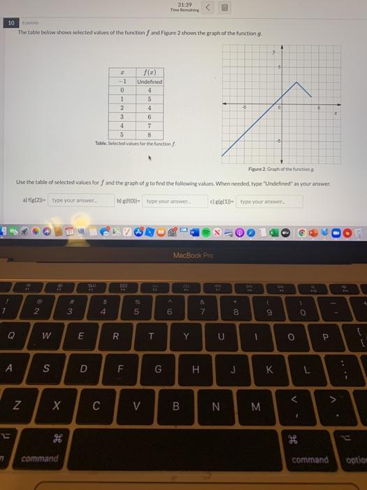 Solved 31:39 TH 10 The table below shows selected values of | Chegg.com