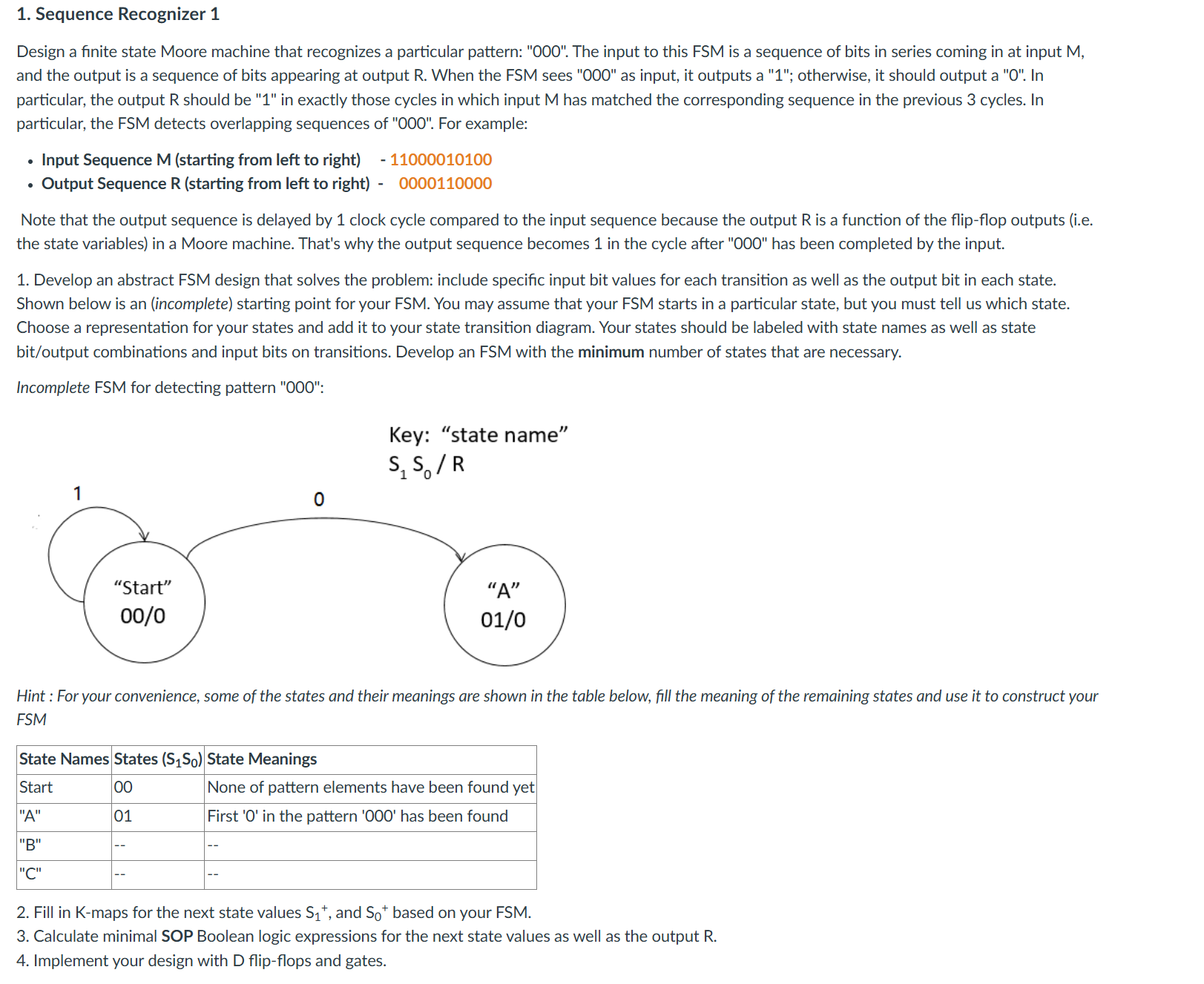 Solved Incomplete FSM for detecting pattern "000":Hint : For | Chegg.com