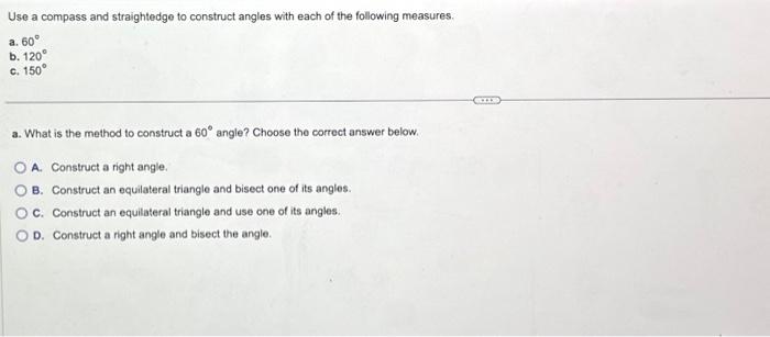 Solved Use a compass and straightedge to construct angles | Chegg.com