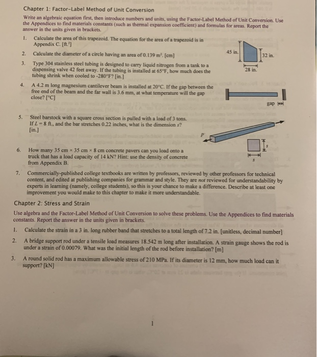 Solved Chapter 1 Factor Label Method Of Unit Conversion Chegg