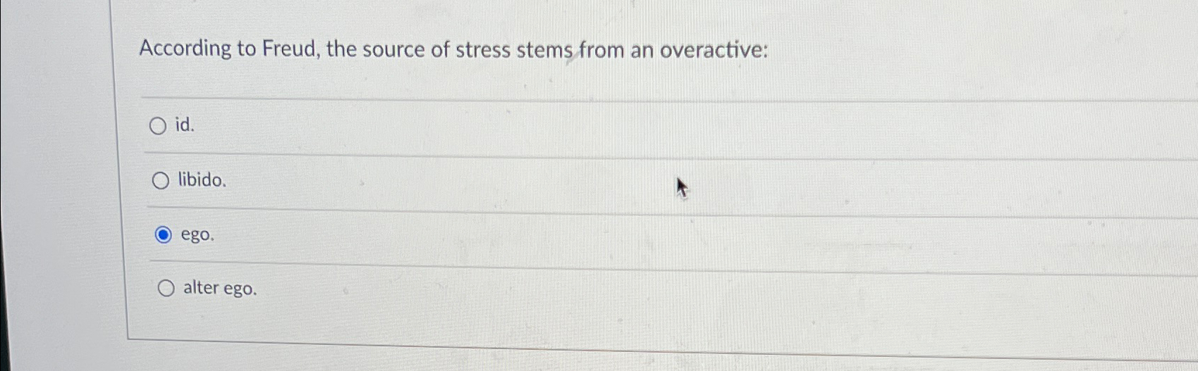Solved According to Freud, the source of stress stems from | Chegg.com