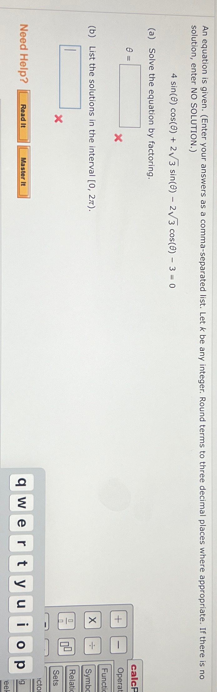 Solved An equation is given. (Enter your answers as a | Chegg.com