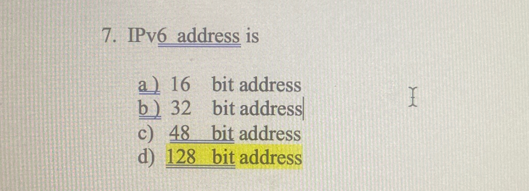Solved IPv6 address isa) 16 bit addressb) 32 bit | Chegg.com Solved IPv6 address isa) 16 bit addressb) 32 bit | Chegg.com