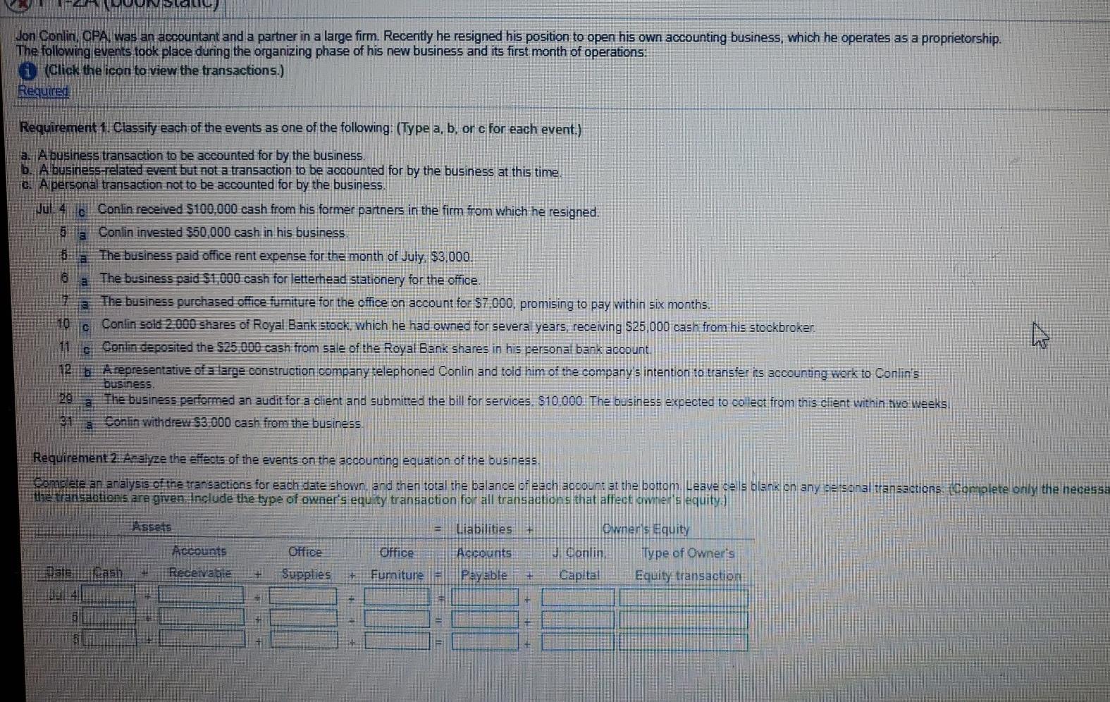 Solved Jon Conlin. OPA, was an accountant and a partner in a | Chegg.com