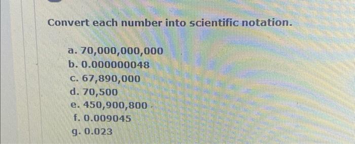 Solved Convert each number into scientific notation. a. | Chegg.com