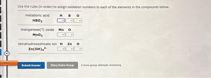 Solved Use the rules (in order) to assign oxidation numbers | Chegg.com