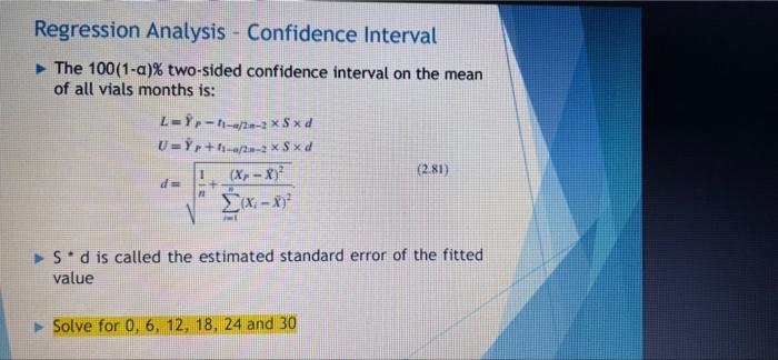 Regression Analysis - Confidence Interval The | Chegg.com