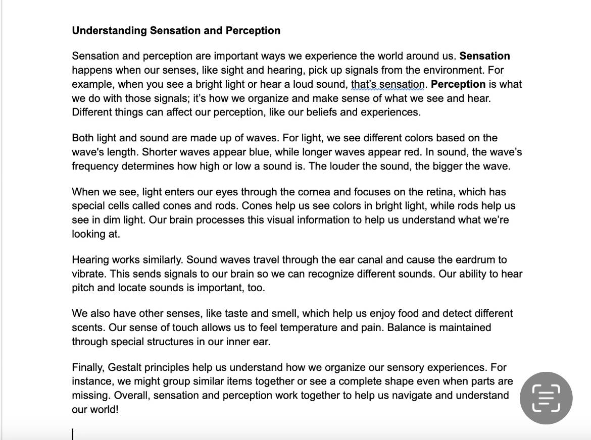 Solved Understanding Sensation and PerceptionSensation and | Chegg.com