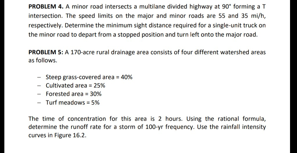 Solved PROBLEM 4. A minor road intersects a multilane | Chegg.com