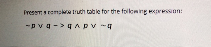 Solved Present a complete truth table for the following | Chegg.com