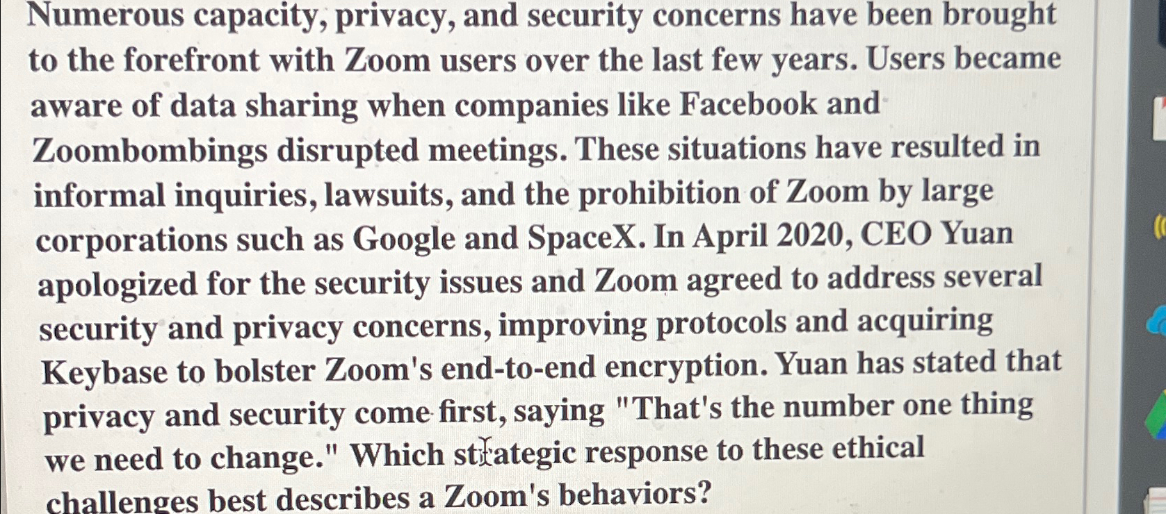 Solved Numerous capacity, privacy, and security concerns | Chegg.com