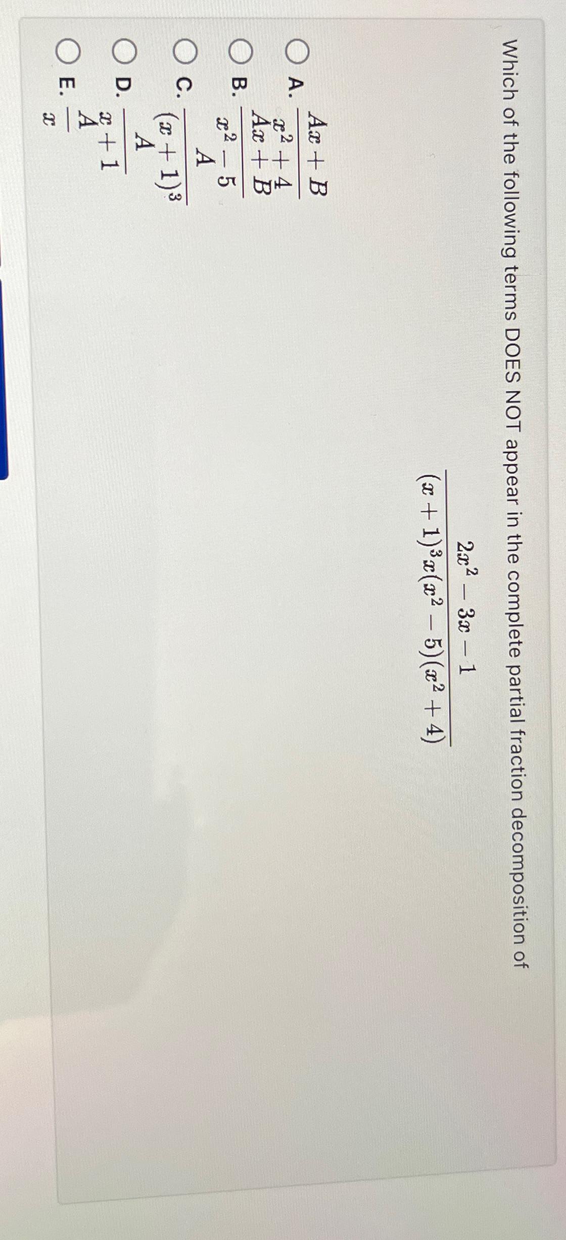 Solved Which of the following terms DOES NOT appear in the | Chegg.com