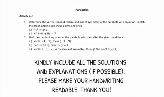 Solved Parabolas Activity 1.3: 1. Determine the vertex, | Chegg.com