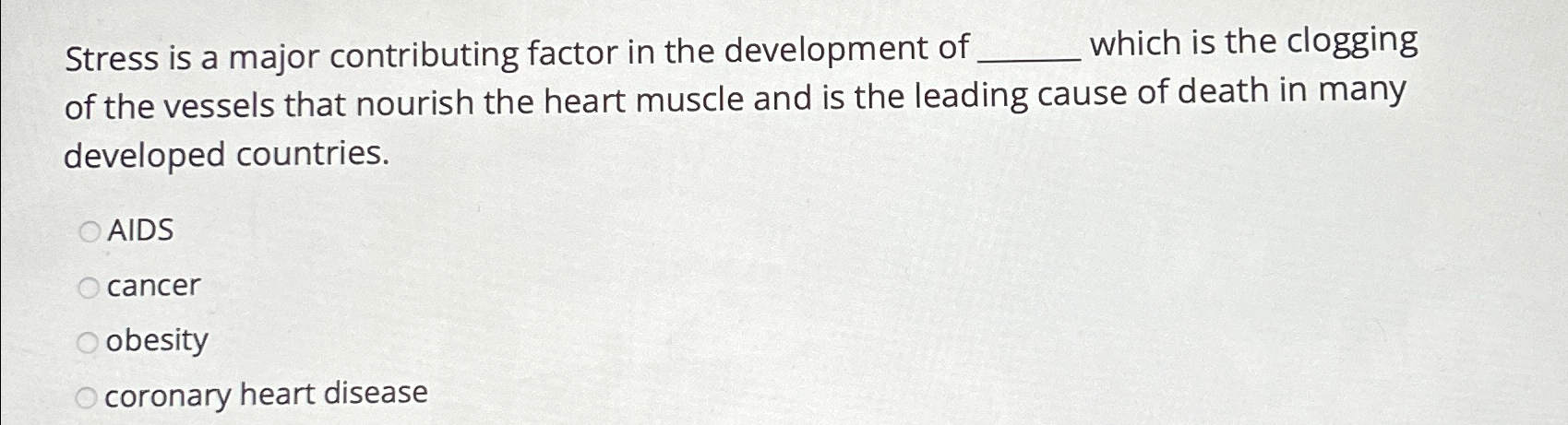 Solved Stress is a major contributing factor in the | Chegg.com