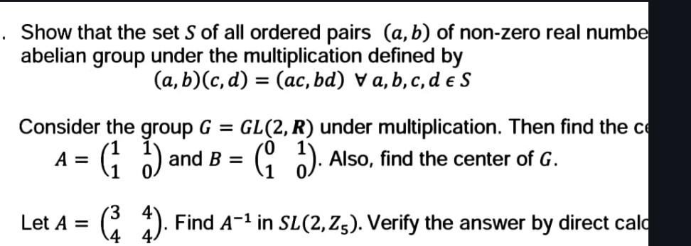 Solved Show that the set S of all ordered pairs (a, b) of | Chegg.com