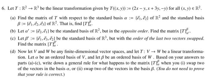 Solved 5. Let T:R2→R3 be the linear transformation given by | Chegg.com