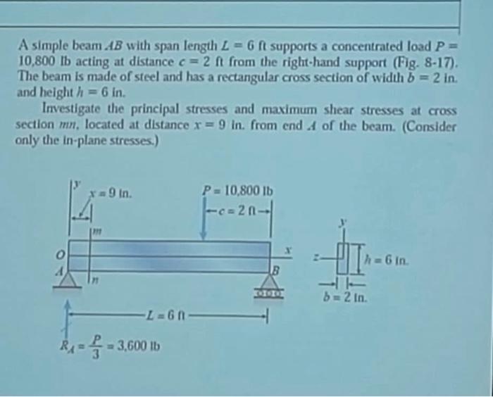 Solved A simple beam AB with span length L=6 ft supports a | Chegg.com