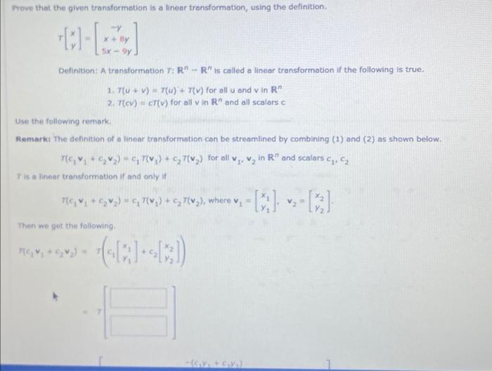 Solved Prove that the given transformotion is a linear | Chegg.com