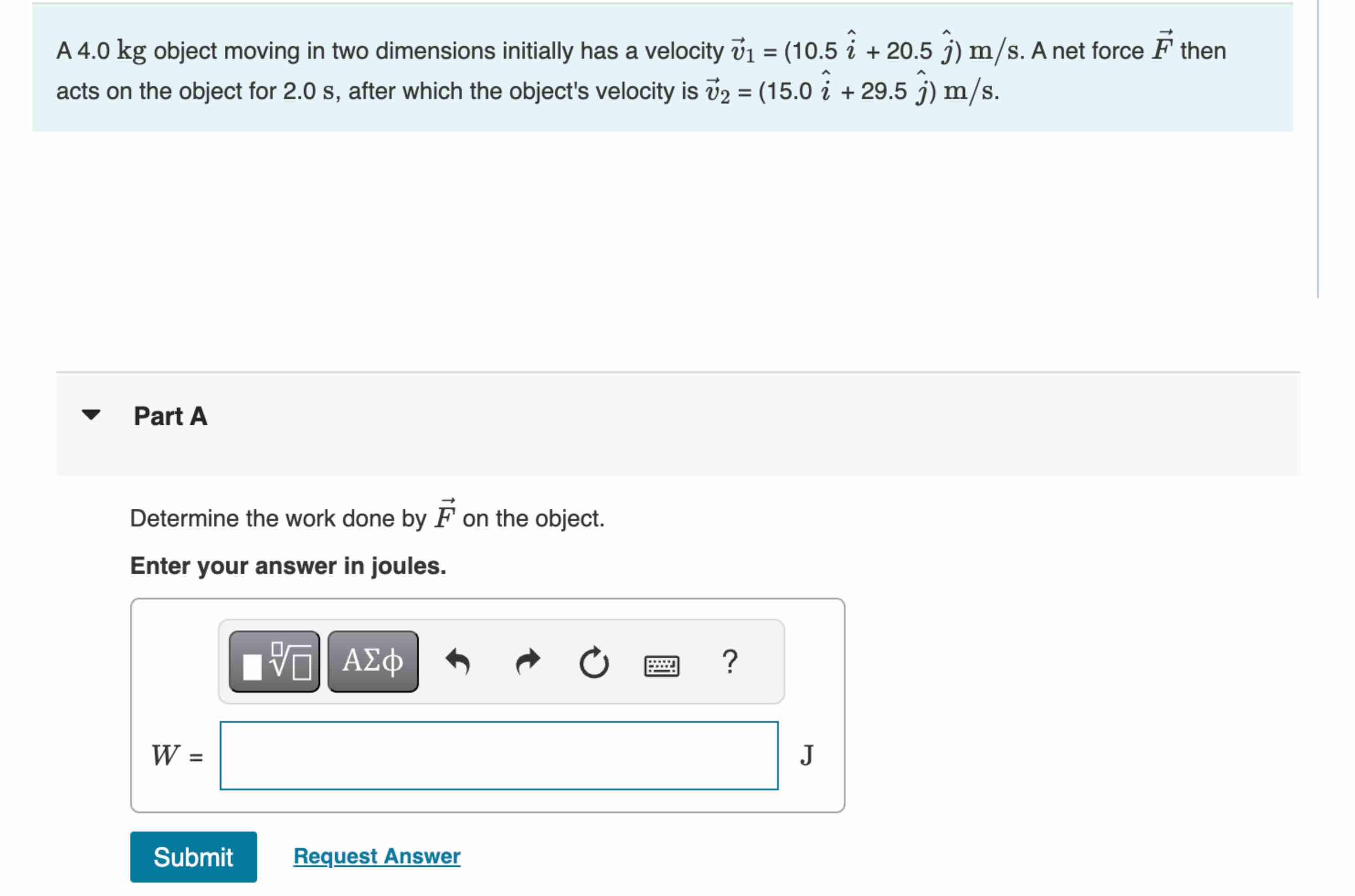 Solved A 4.0 kg ﻿object moving in ﻿two dimensions initially | Chegg.com